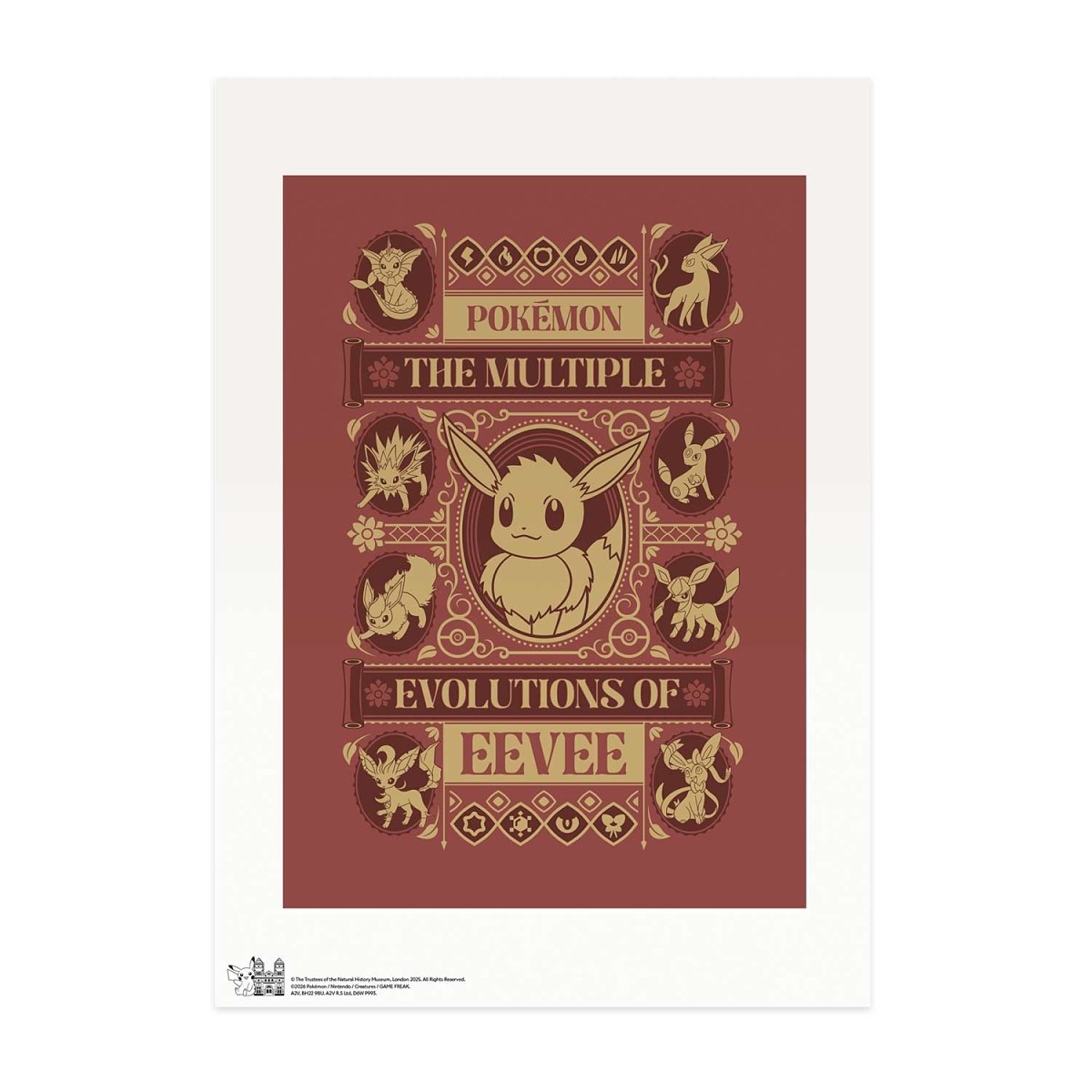 Pokémon × Natural History Museum: Evolutions of Eevee Print | Pokémon ...