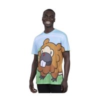 Bidoof Allover-Print Fitted Crew Neck T-Shirt - Adult | Pokémon Center ...