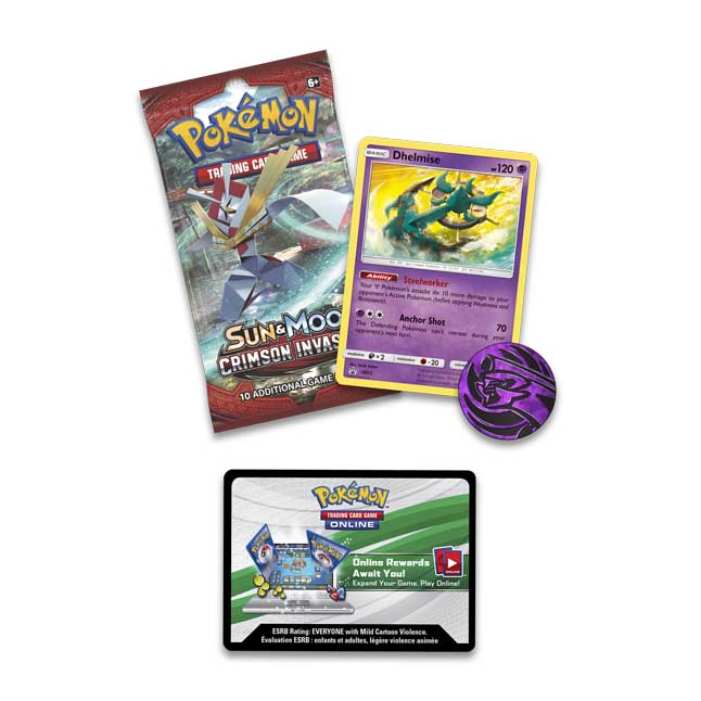 Pokémon TCG: Sun & Moon-Crimson Invasion Booster Pack, Coin & Dhelmise ...