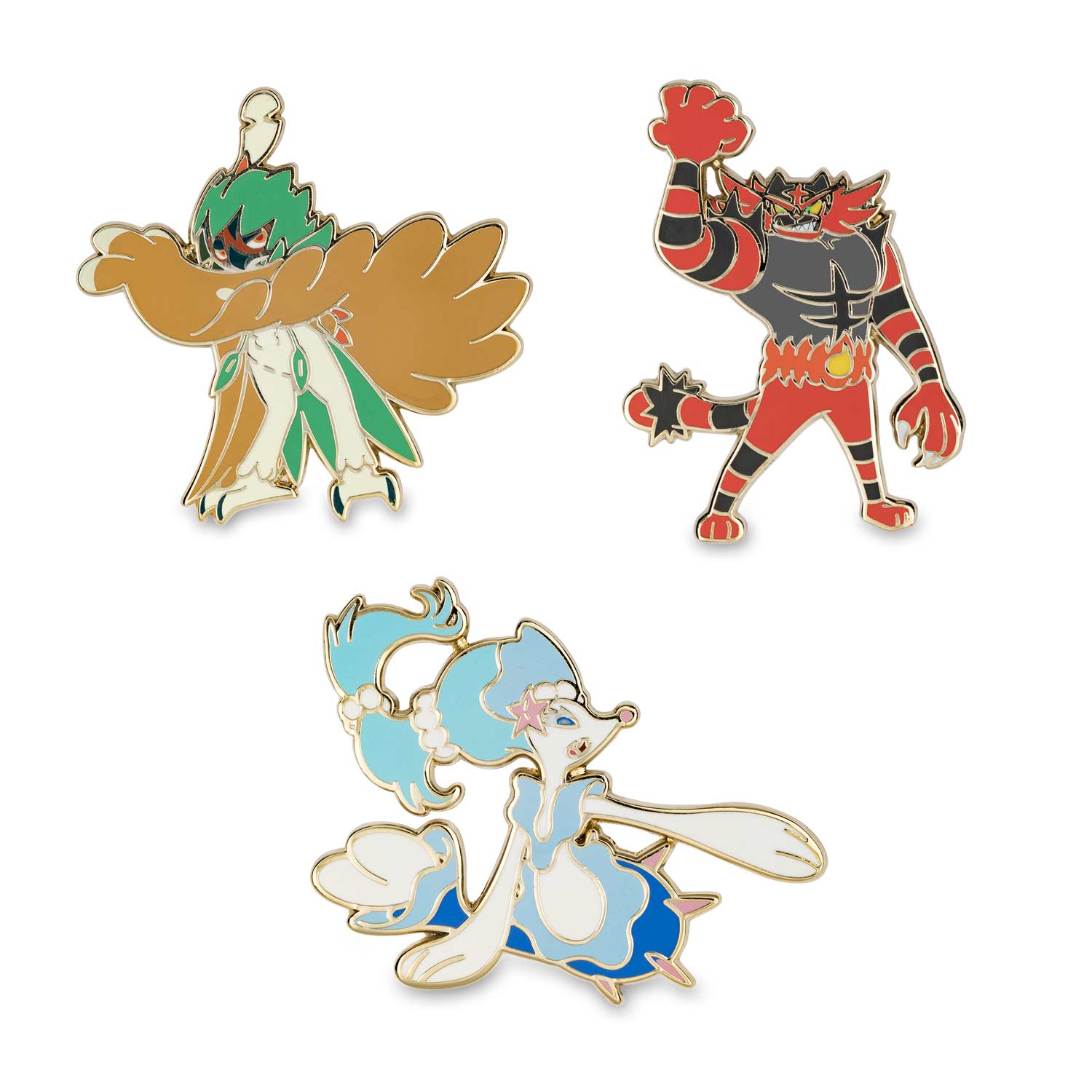 Decidueye, Incineroar & Primarina Pokémon Pins (3-Pack) | Pokémon ...
