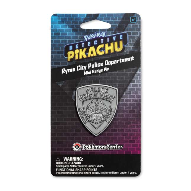 POKÉMON Detective Pikachu Ryme City Police Department Mini Badge Pin ...