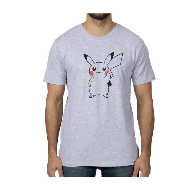 Pikachu Holding Flower Heather Gray Relaxed Fit Crew Neck T-Shirt - Men ...