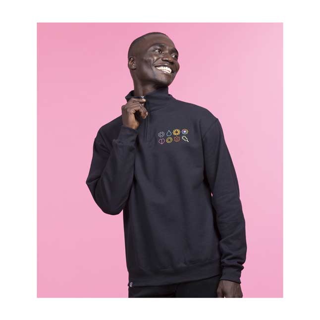 Kanto Gym Badge Black Quarter-Zip Pullover Sweatshirt - Men | Pokémon ...