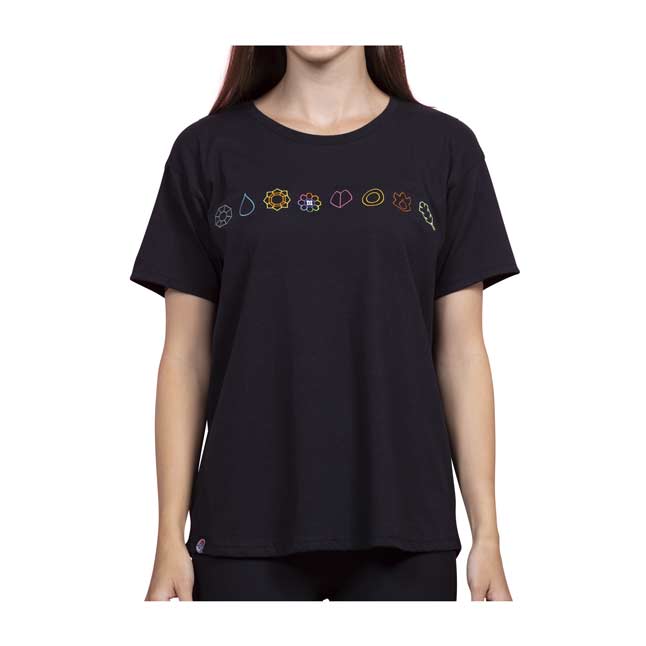Kanto Gym Badge Black Relaxed Fit Crew Neck T-Shirt - Women | Pokémon ...