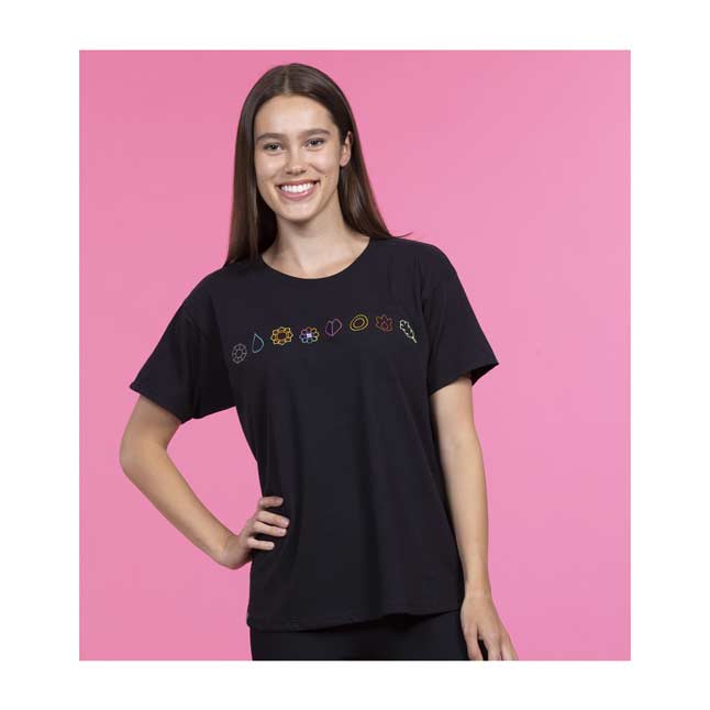 Kanto Gym Badge Black Relaxed Fit Crew Neck T-Shirt - Women | Pokémon ...