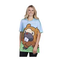 Bidoof Allover-Print Fitted Crew Neck T-Shirt - Adult | Pokémon Center ...