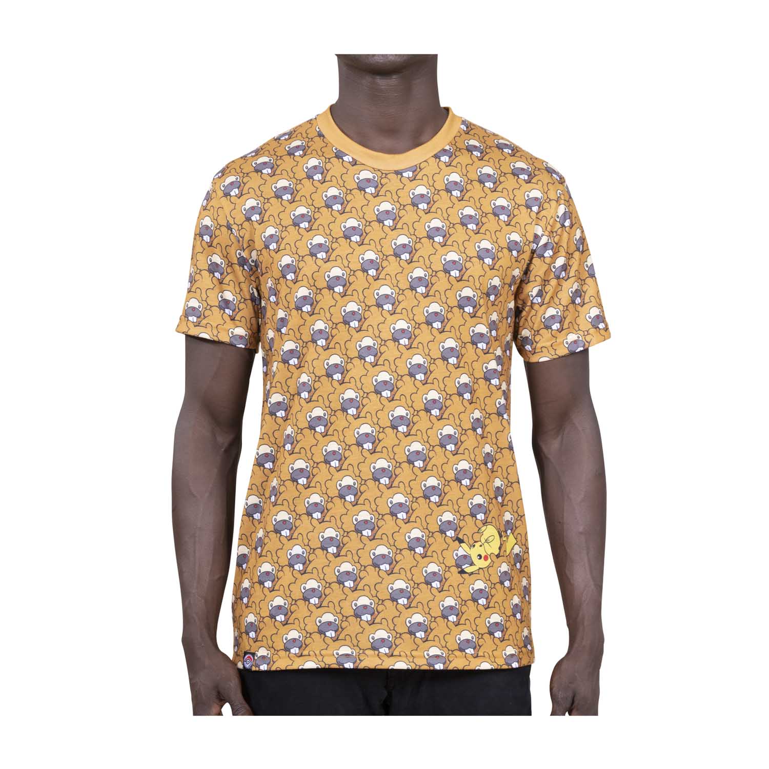 Bidoof & Pikachu Allover-Print Fitted Crew Neck T-Shirt - Adult ...