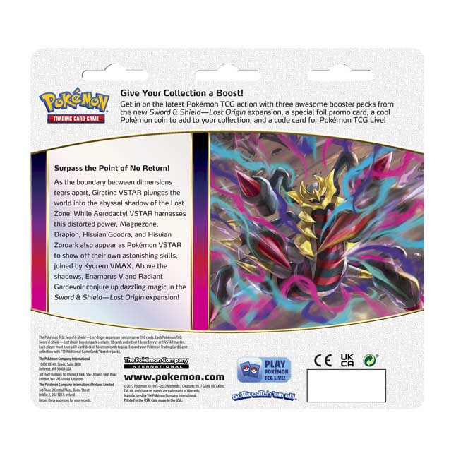 Pokémon TCG: Sword & Shield-Lost Origin 3 Booster Packs, Coin & Weavile ...