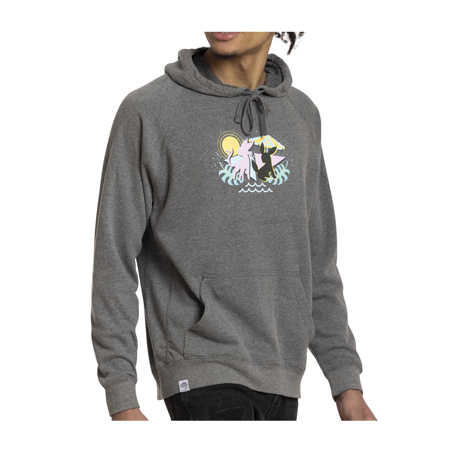 Espeon & Umbreon Summer Fun Heather Gray Fitted Pullover Hoodie - Adult ...