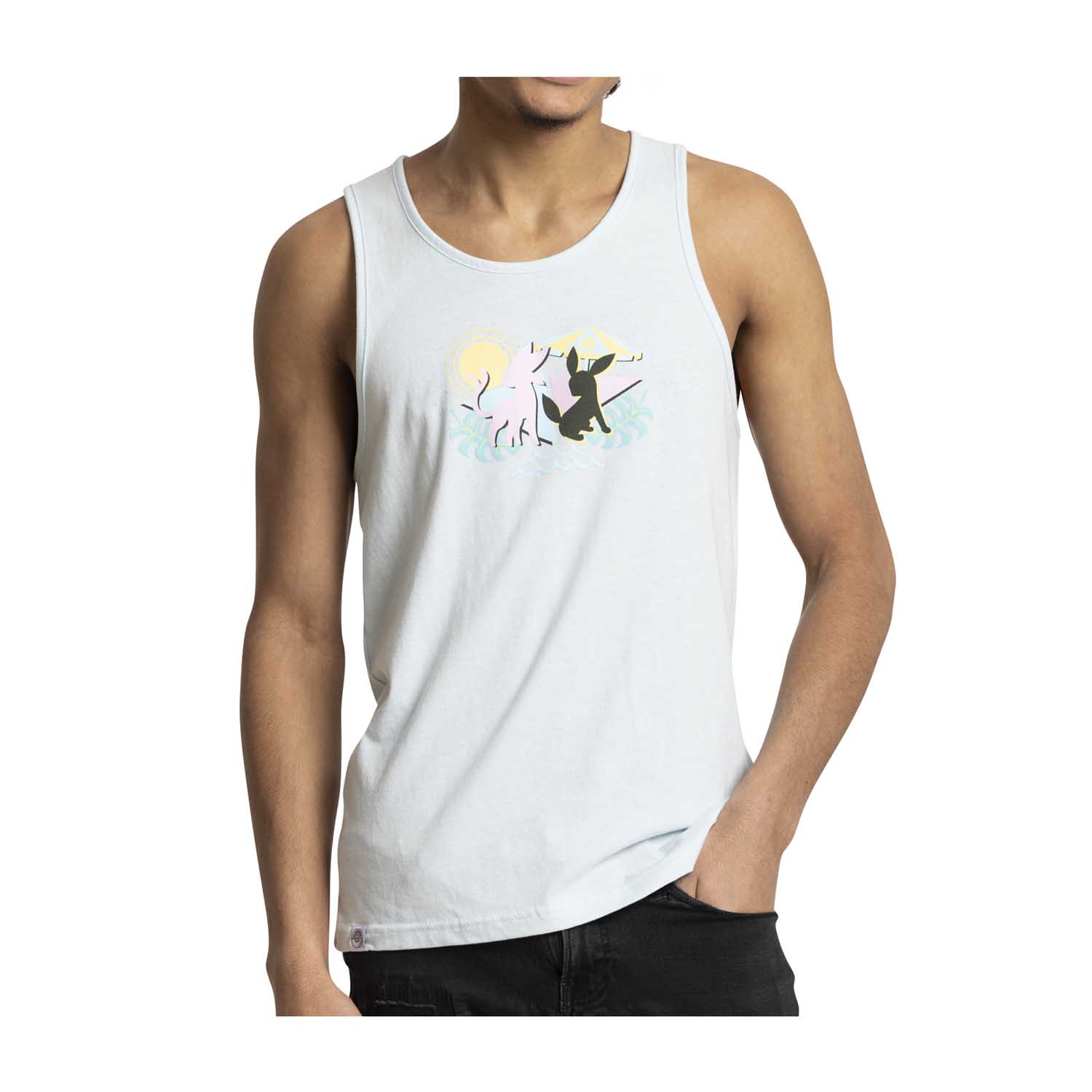 Espeon & Umbreon Summer Fun Light Blue Fitted Tank Top - Men | Pokémon ...