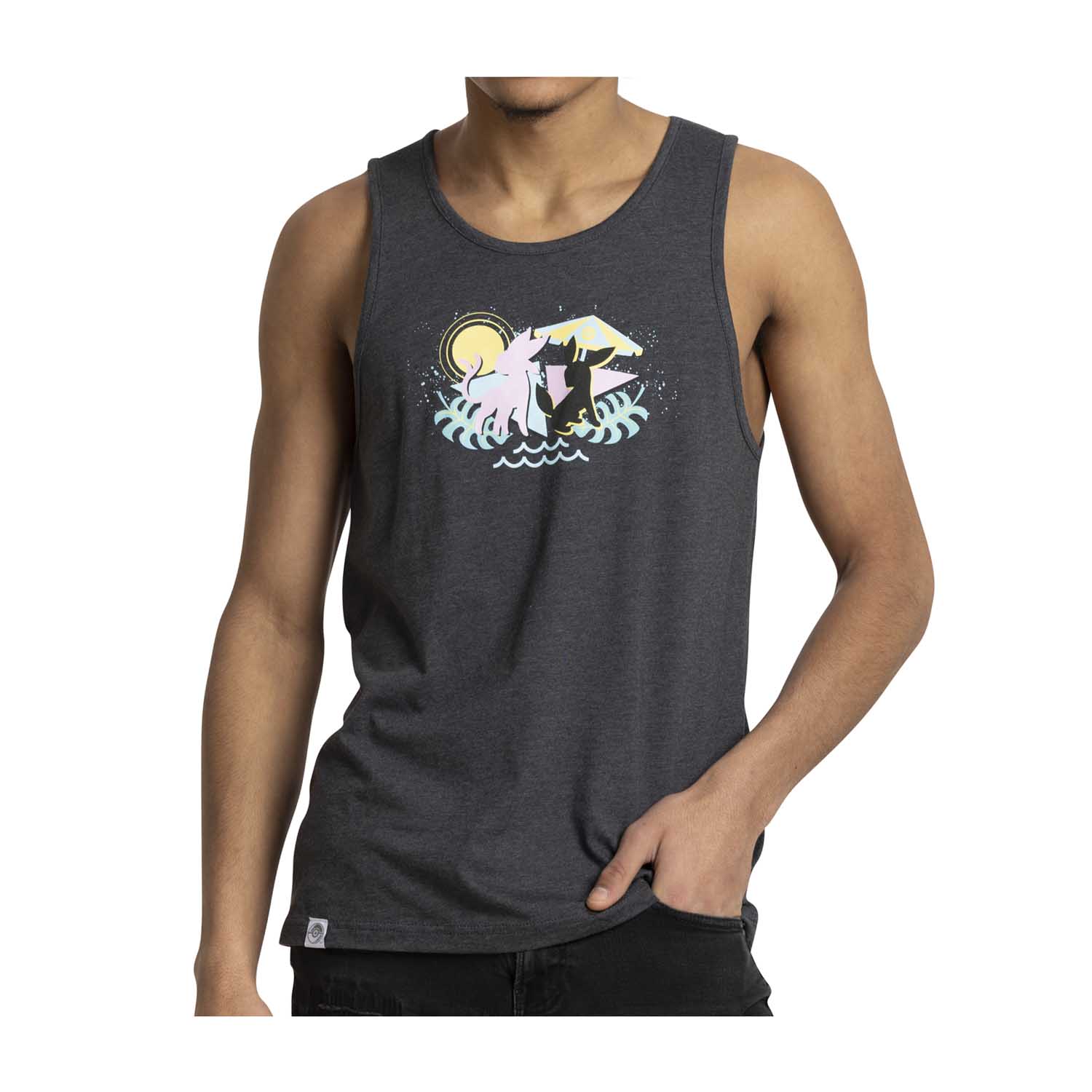 Espeon & Umbreon Summer Fun Charcoal Fitted Tank Top - Men | Pokémon ...
