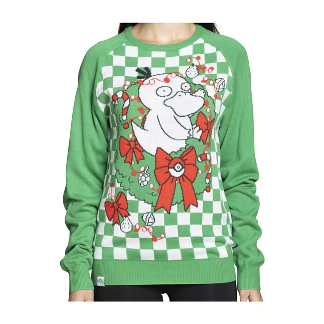 Psyduck Holiday Green Knit Sweater - Adult | Pokémon Center Canada ...