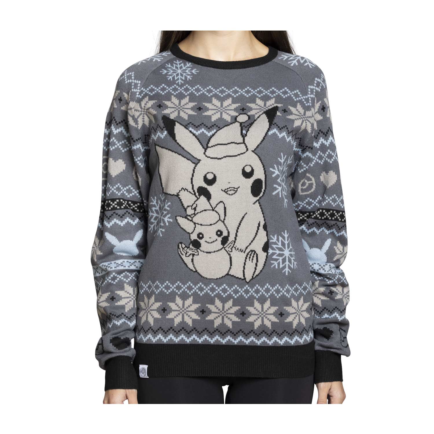 Pikachu Snow Friend Gray Knit Sweater - Adult | Pokémon Center Official ...