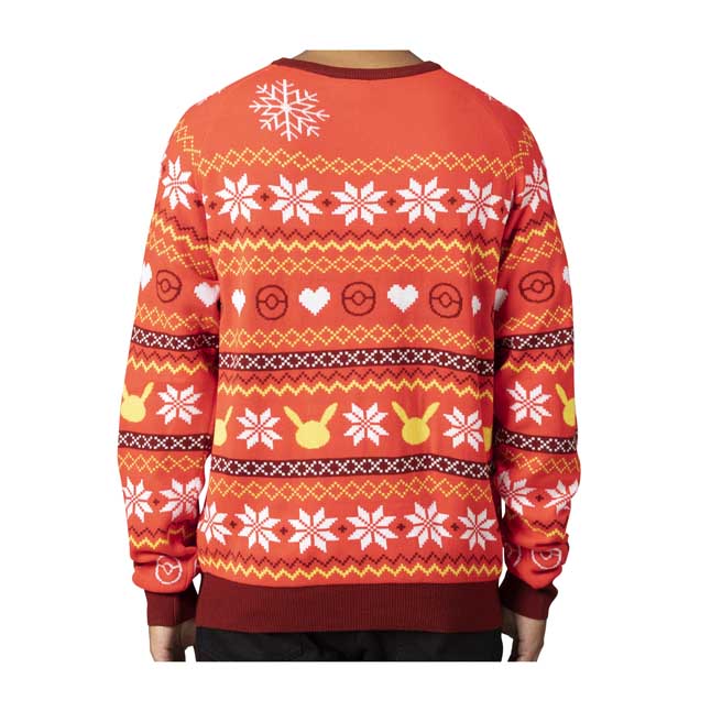 Pikachu Holiday Friend Red Knit Sweater - Adult | Pokémon Center ...