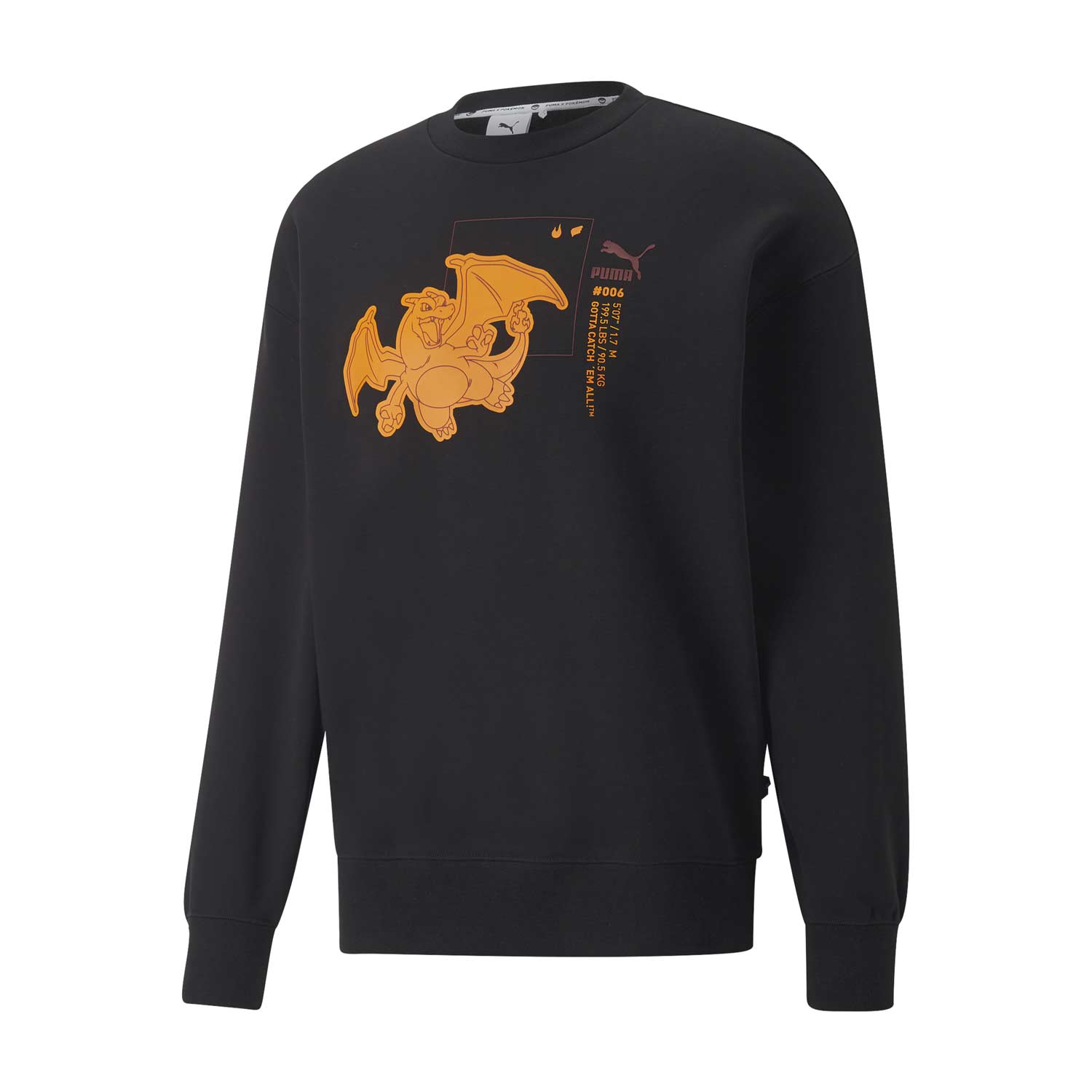 PUMA × Pokémon: Charizard Puma Black Fleece Relaxed Fit Crew Neck ...