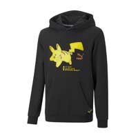 PUMA × Pokémon: Pikachu Puma Black French Terry Pullover Hoodie - Youth ...